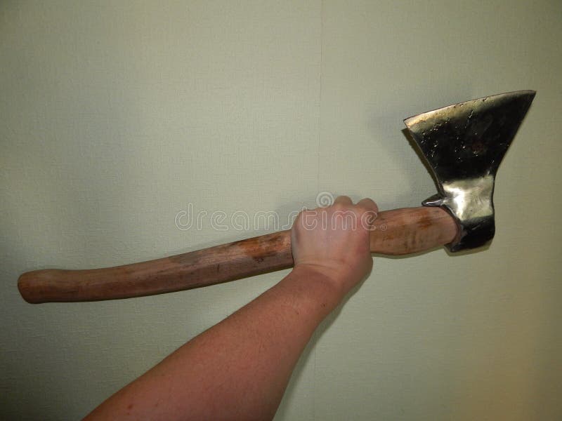 Big ax holding a man stock image. Image of work, white - 128690625