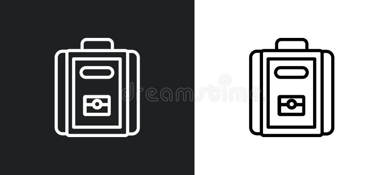 Big Backpack Outline Icon in White and Black Colors. Big Backpack Flat ...