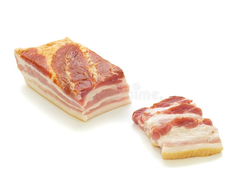 Big Bacon Part and Slices in Front Left Stock Photo - Image of filet ...