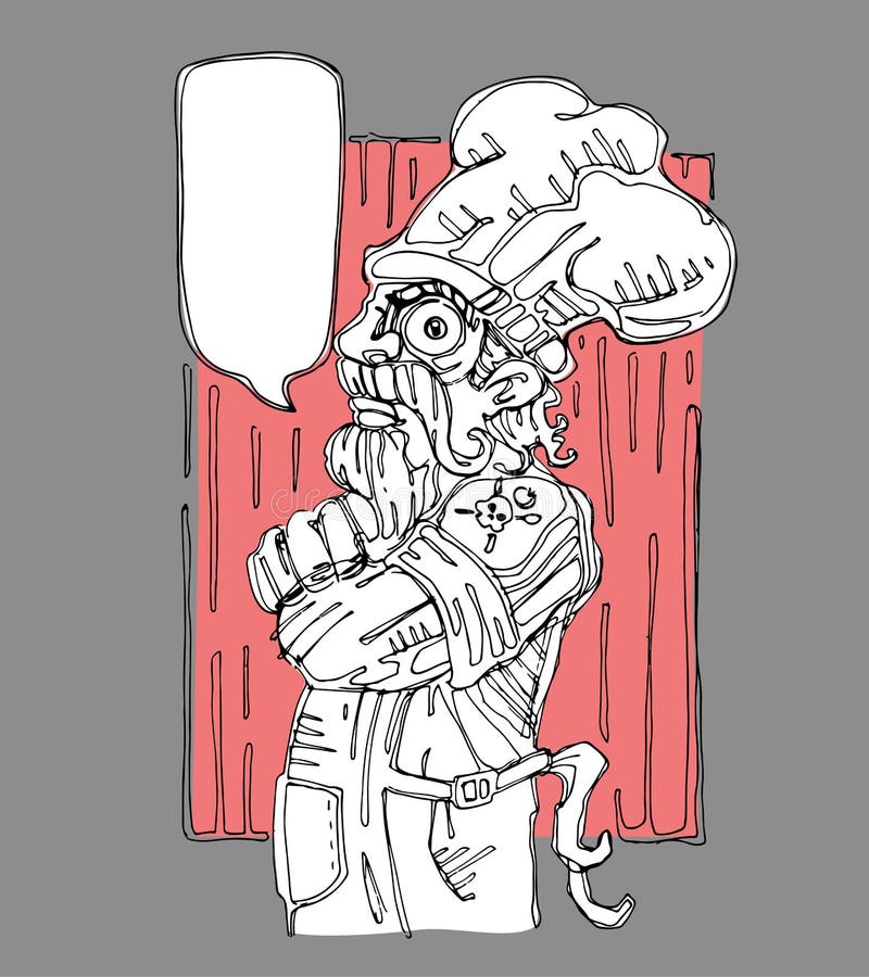 Big bad chef stock vector. Illustration of drawn, drawing - 49115177