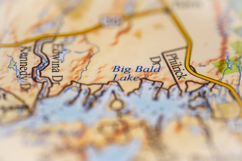 Big Bald Lake, Ontario, Canada Highlighted on a World Map Stock Image ...