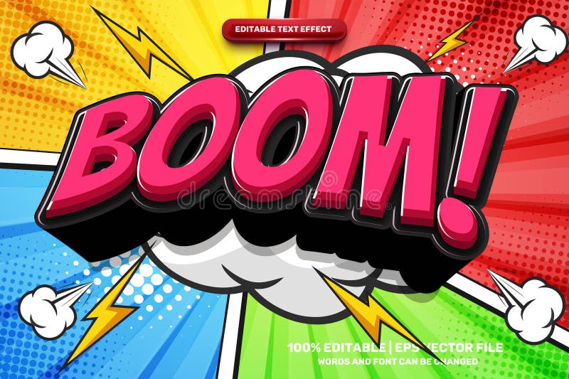Big Bang Boom Comic Cartoon Style Bold 3D Editable Text Effect Style ...