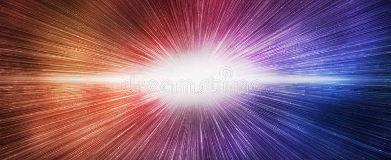 Big Bang Effect on Bright Red and Blue Galaxy Sky, Horizontal Banner ...