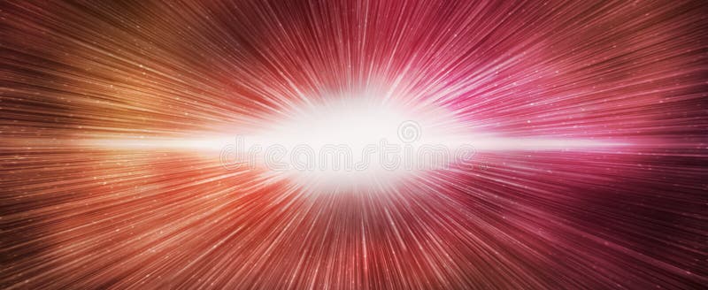 Big Bang Effect on Bright Red Galaxy Sky, Horizontal Banner Stock ...