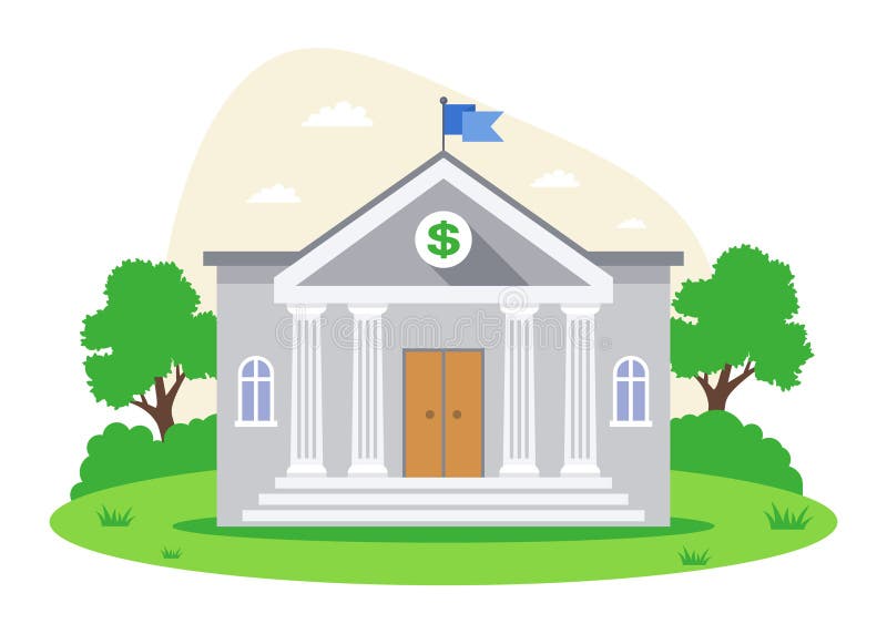 Big Bank Building. Building with Money Stock Vector - Illustration of ...