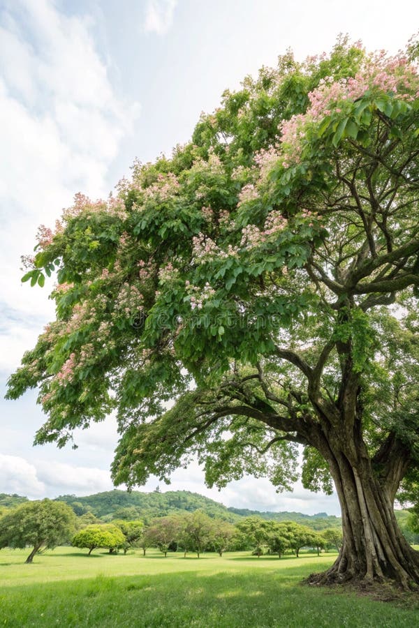 A Big Banyan Tree in Spring Stock Illustration - Illustration of ...