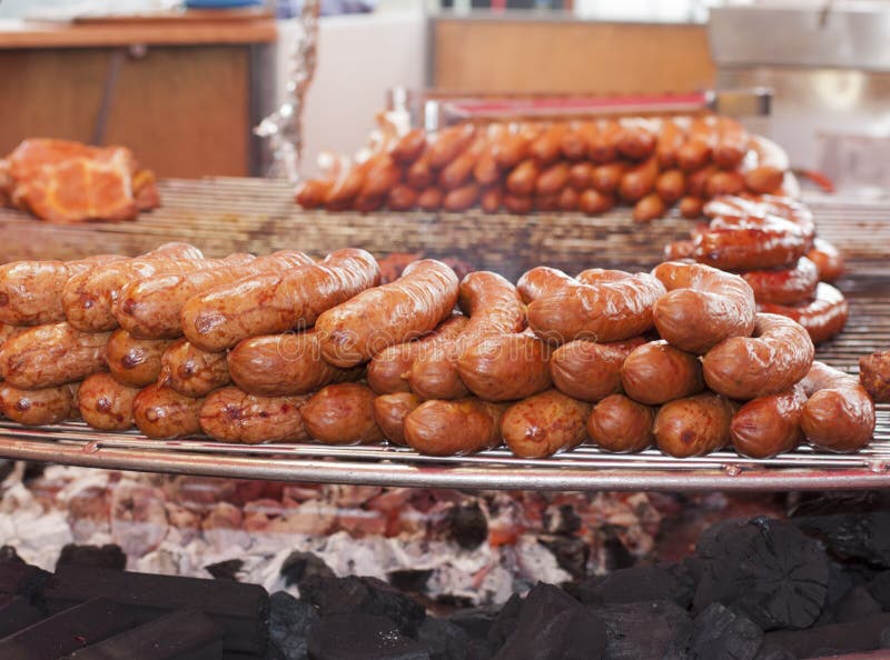 Big Barbecue with Meal and Wieners Stock Photo - Image of barbecue ...