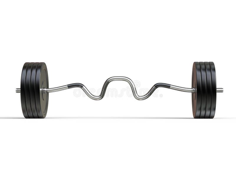 Big Barbell Weight with EZ Bar - Front View Stock Illustration ...