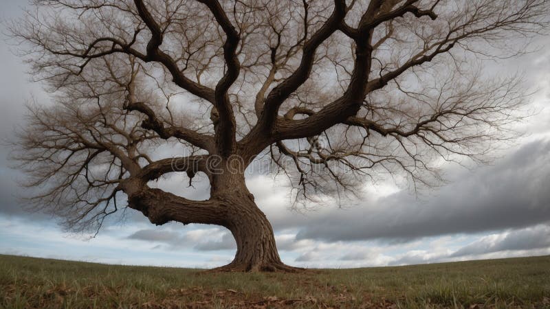 Big Bare Tree Captured from Downside Stock Illustration - Illustration ...