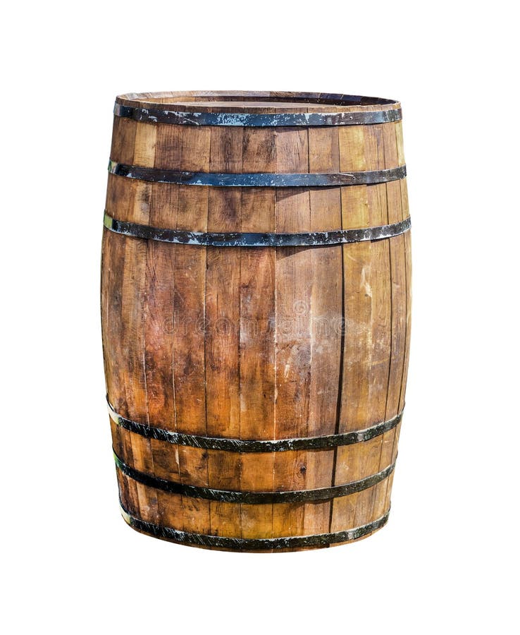 Big Barrel Brown Old and Weathered Standing Upright on an Isolated ...
