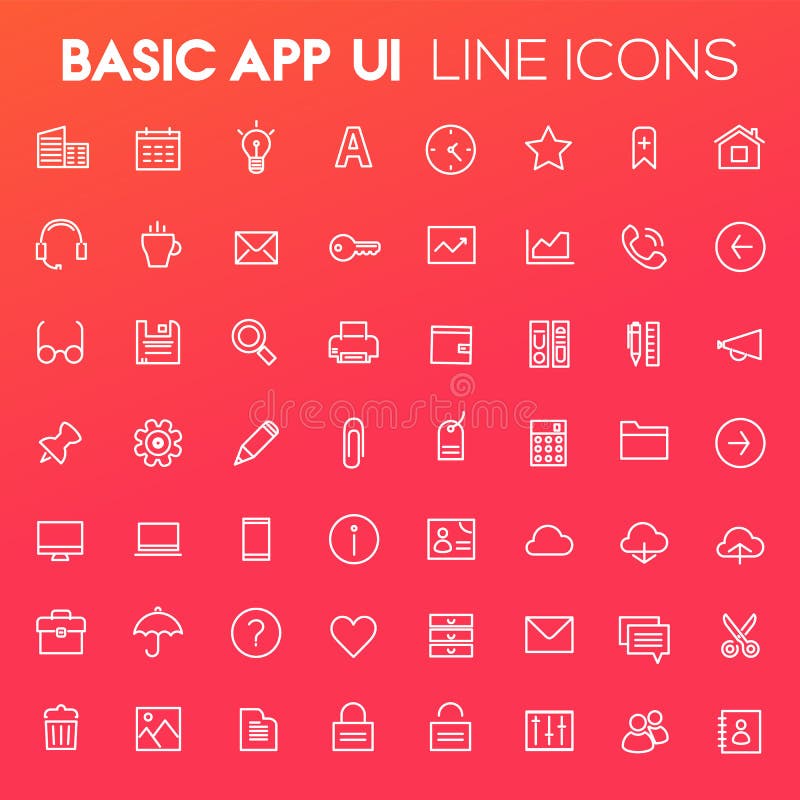 Big Basic App UI, UX and Office Linear Icon Set Stock Vector ...