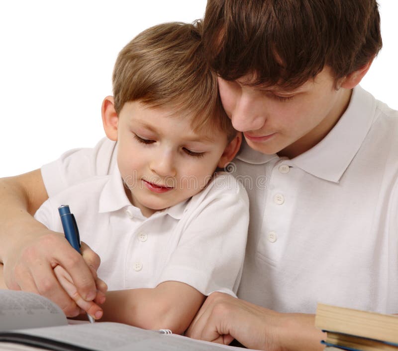 Big BBrother Trains the Younger Brother Stock Photo - Image of ...