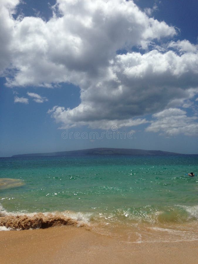 Big Beach, Perfect Day stock photo. Image of clouds, ocean - 56538860