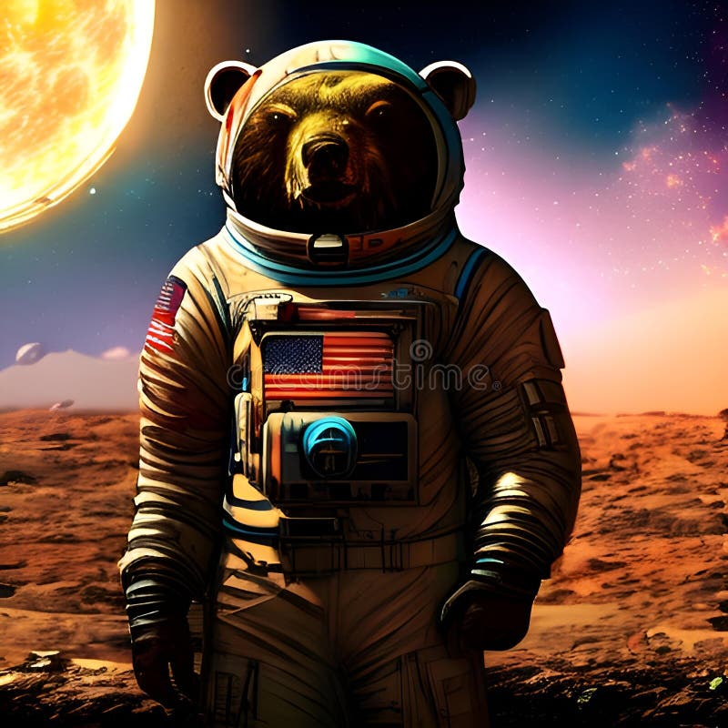 Big Bear Astronaut in the Moonlight Illustration Stock Illustration ...