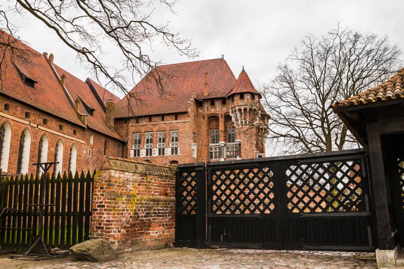 Big Beautiful Castle Made of Red Brick Stock Image - Image of landmark ...