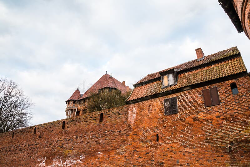 Big Beautiful Castle Made of Red Brick Stock Photo - Image of ...