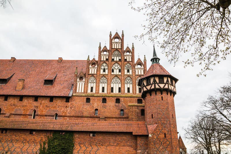 Big Beautiful Castle Made of Red Brick Stock Photo - Image of fortified ...