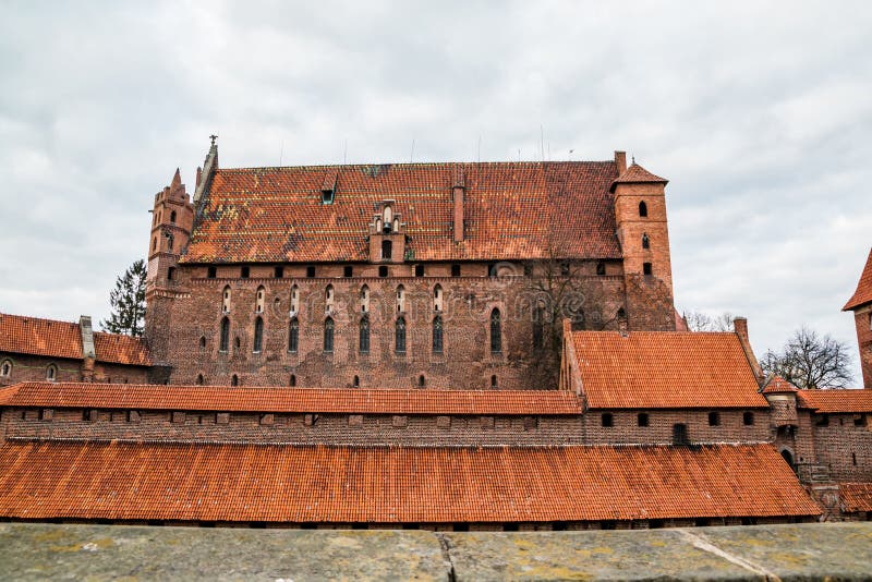 Big Beautiful Castle Made of Red Brick Stock Photo - Image of polish ...