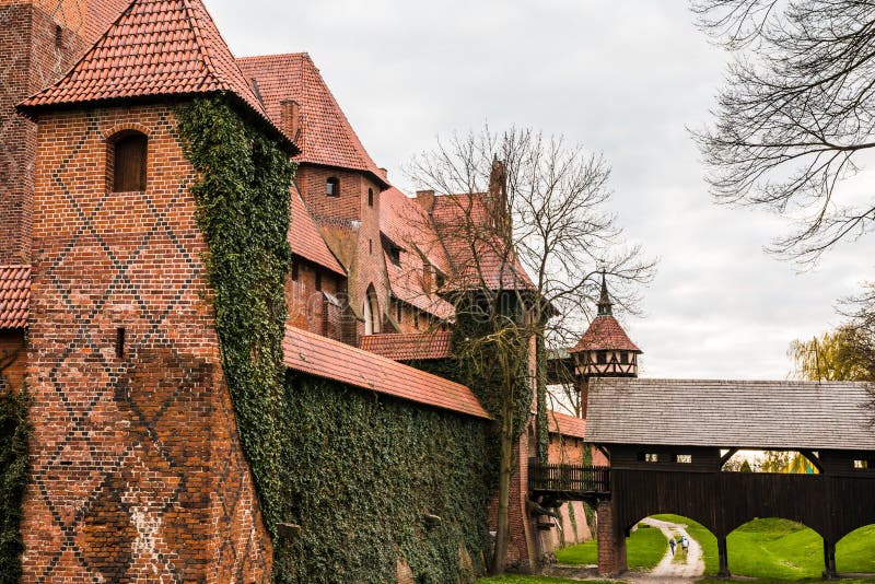 Big Beautiful Castle Made of Red Brick Stock Image - Image of roof ...