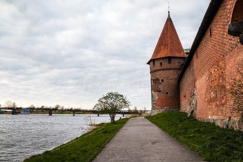 Big Beautiful Castle Made of Red Brick Stock Image - Image of polish ...