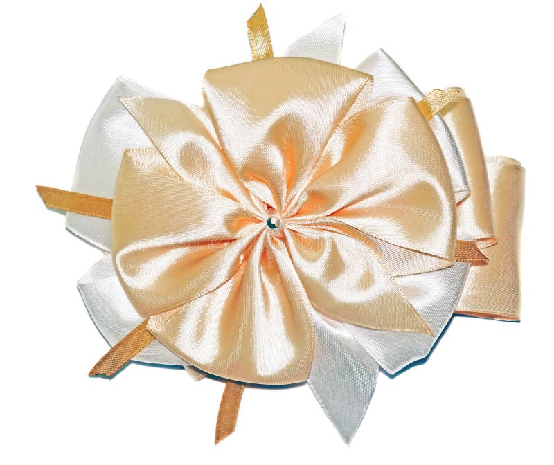 Big Beautiful Cream-colored Bow Isolated on White Stock Photo - Image ...