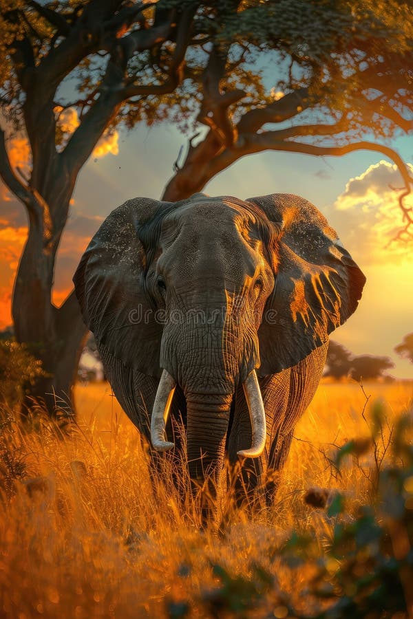 Big Beautiful Elephant in Nature. Selective Focus Stock Image - Image ...