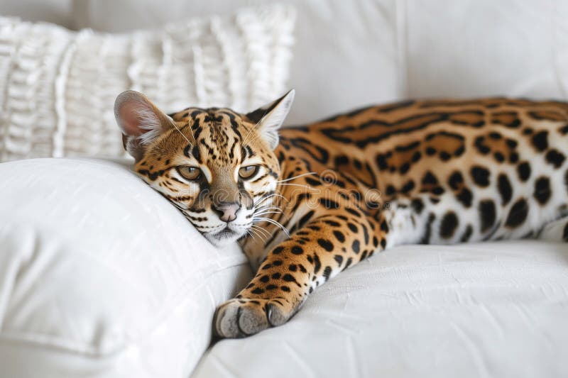 Big beautiful ocelot stock illustration. Illustration of rest - 314019253