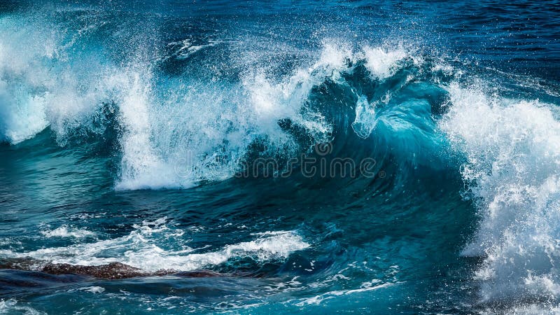 Big Beautiful Wave in Turquoise Water Stock Image - Image of motion ...