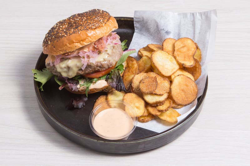 Big beef burger stock image. Image of dinner, hamburger - 271159493