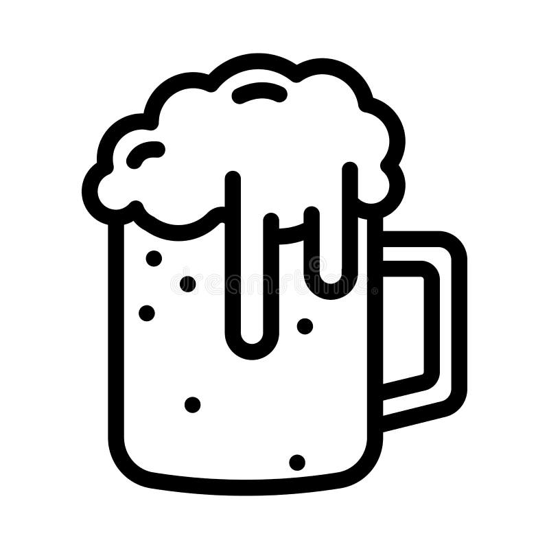 Big Beer Glass with Fresh and Bubbles Icon. Beer Glass Linear Symbol ...