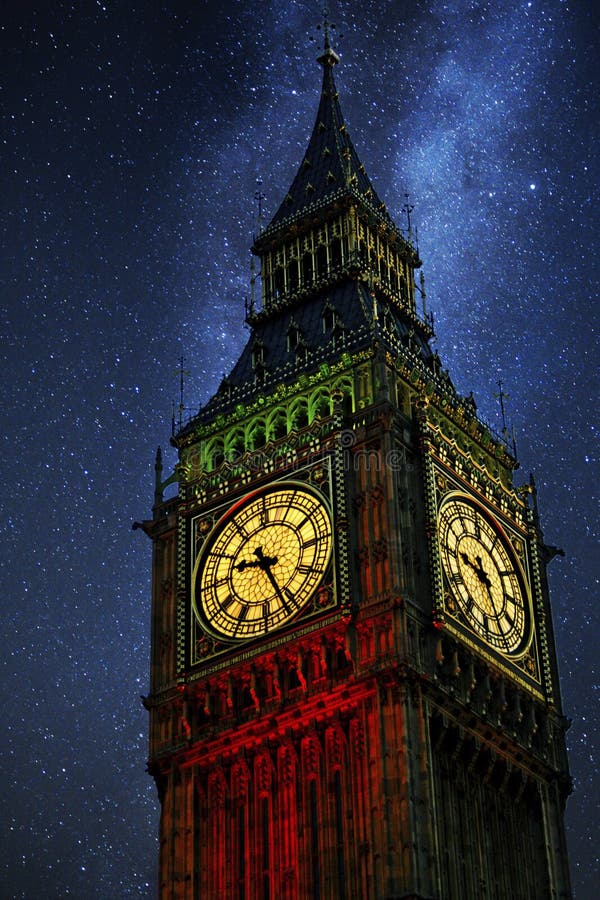 Timeless Majesty: Big Ben Under the Stars. Stock Image - Image of ...