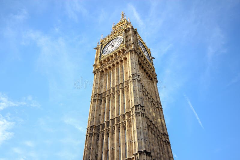 Big Ben at Blue Sky in London, UK. Stock Photo - Image of landmark ...