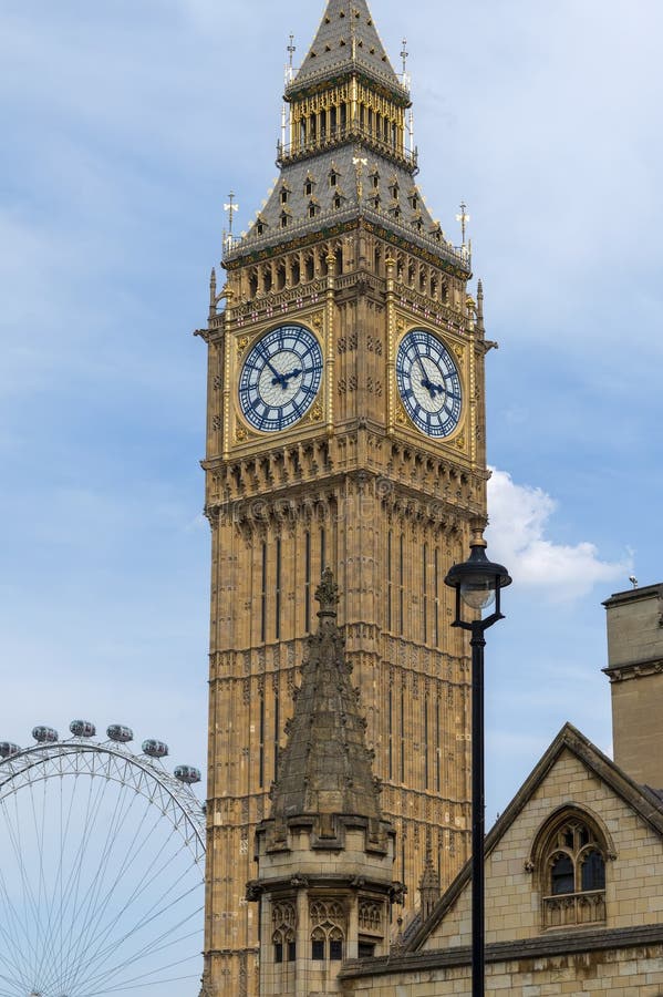 Big Ben Clock and the London Eye, London, England, UK Editorial Stock ...