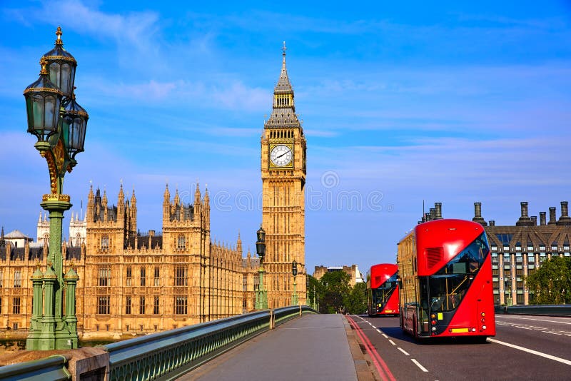 Big Ben Clock Tower and London Bus Stock Image - Image of ancient ...