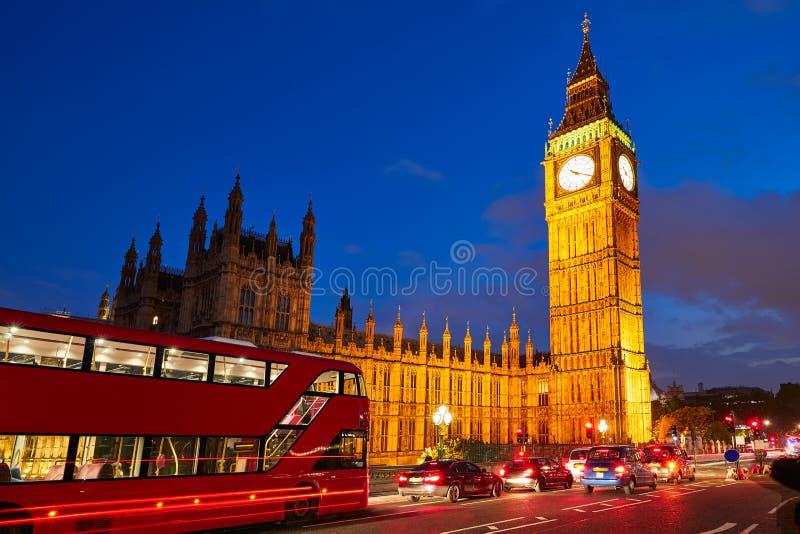 Big Ben Clock Tower with London Bus Stock Photo - Image of britain ...