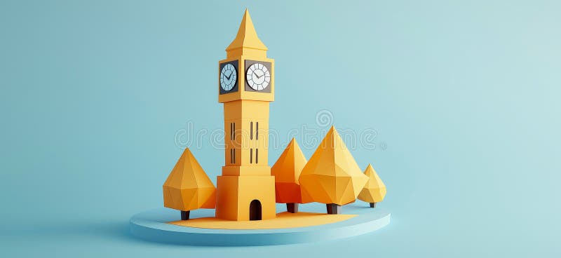 Big Ben. 3D Rendering of Big Ben in London in Simple Low Poly Origami ...