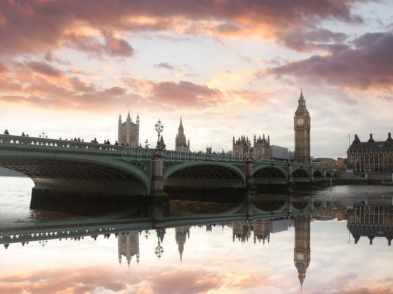 Big Ben in the Evening, London, UK Stock Photo - Image of clock, houses ...