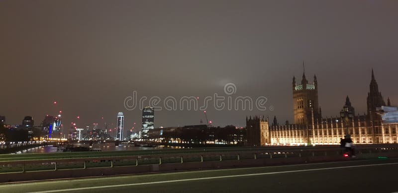 Big Ben London Bridge England Night Lights Stock Image - Image of ...