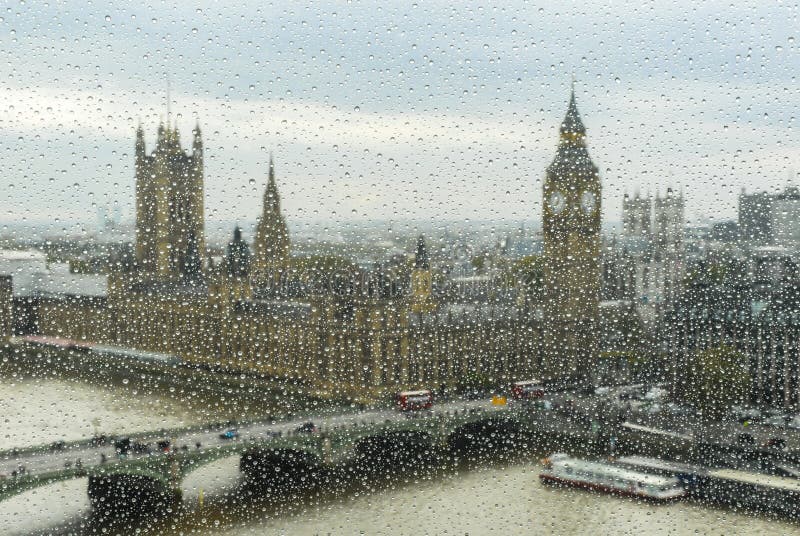 Big Ben and Parliament through the Wet Window Stock Photo - Image of ...