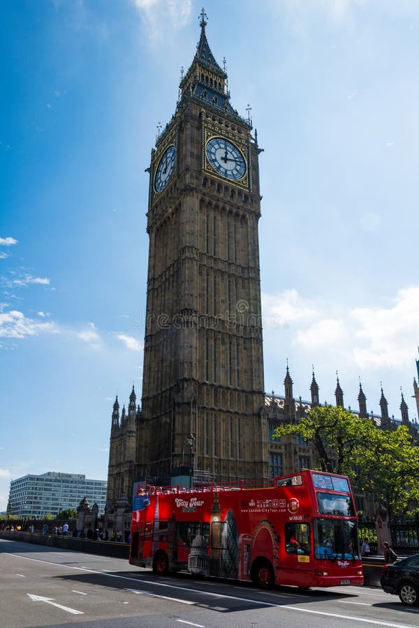 Big Ben with a Red Bus editorial photography. Image of culture - 60159132