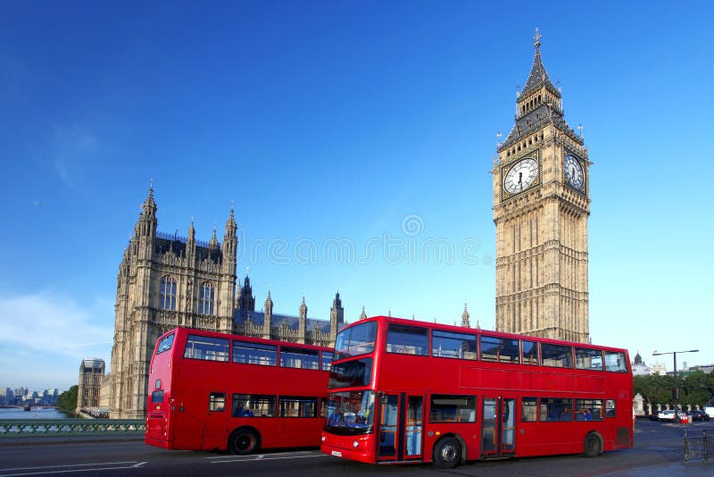Big Ben with Red Bus in London, UK Stock Image - Image of britain ...