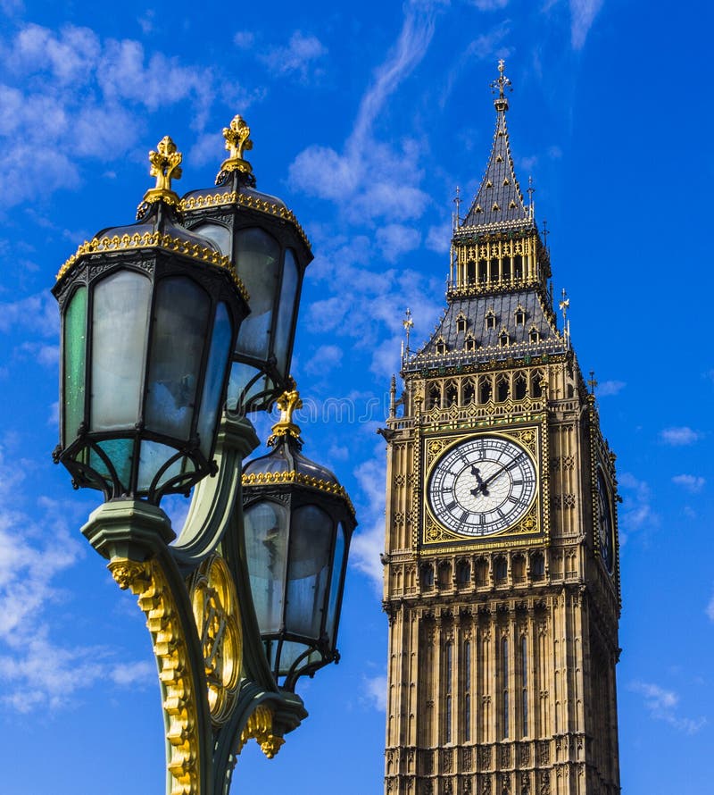 Big Ben and street light stock photo. Image of streetlight - 75154584