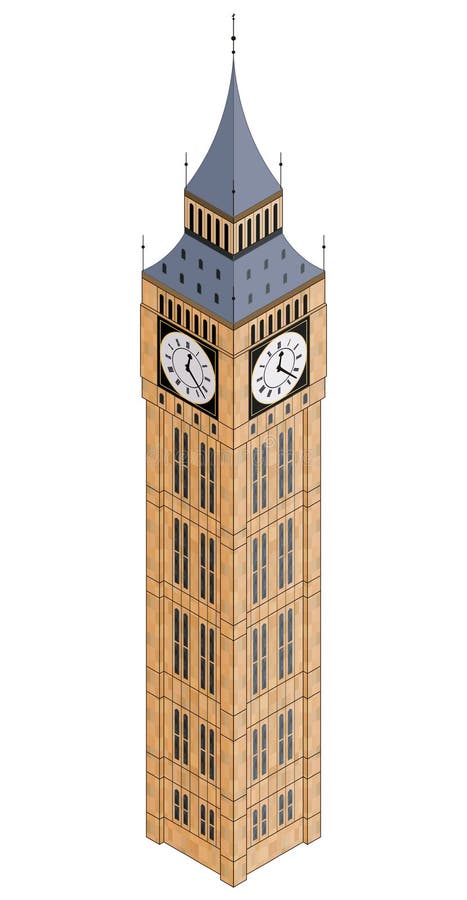 Big Ben Tower, Isolated, Isometric Stock Vector - Illustration of clock ...