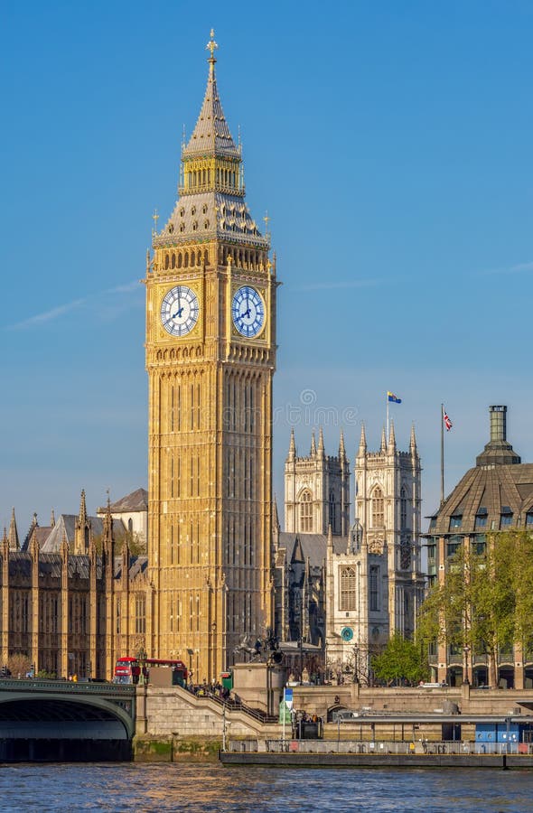 Big Ben Tower at Westminster Bridge, London, UK Stock Image - Image of ...