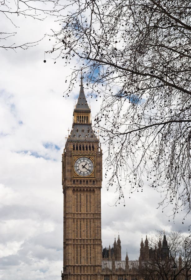 Big Ben with Tree in London Stock Image - Image of britain, historical ...
