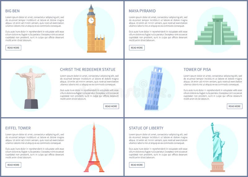 Big Ben Und Maya Pyramid Set Vector Illustration Redaktionelles ...