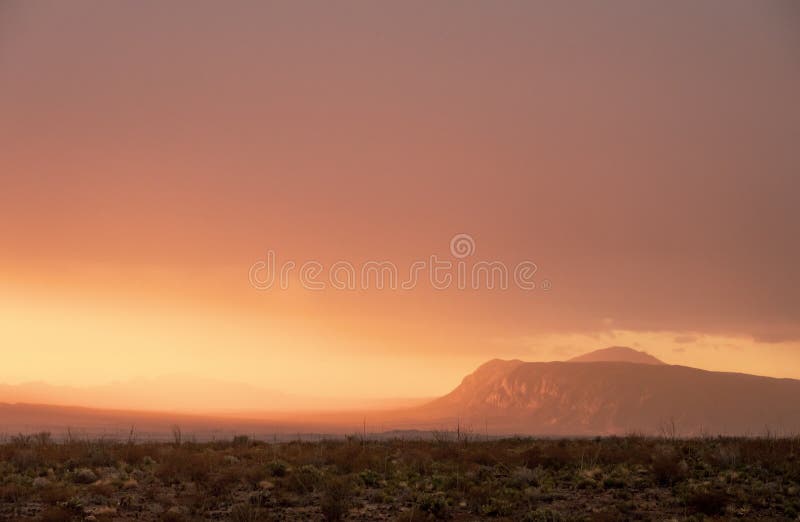 Big Bend Desert Covered in Fog with Copy Space Above Stock Photo ...
