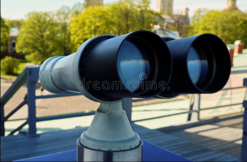 Big Binoculars To Observe the Beautiful Scenery Stock Photo - Image of ...