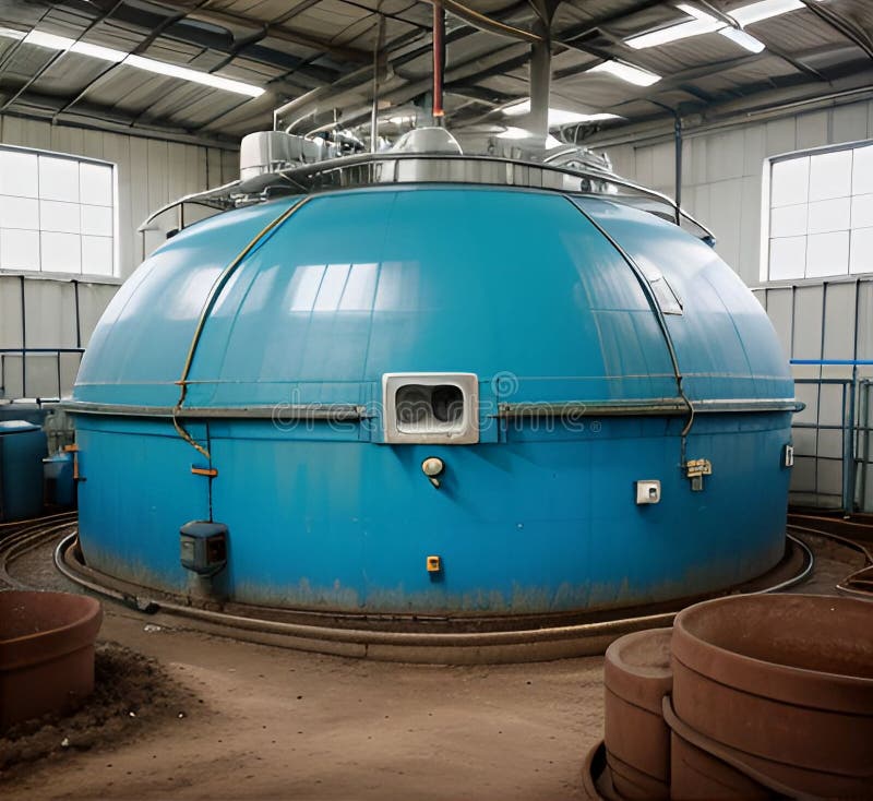 Big Biodigesters Tanks Inside Clean Industrial Facility. Generative AI ...