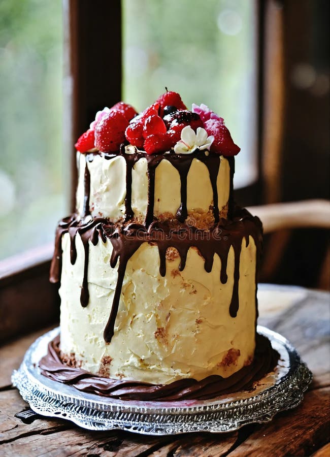 Big Birthday Cake. Generative AI Stock Photo - Image of copyspace ...